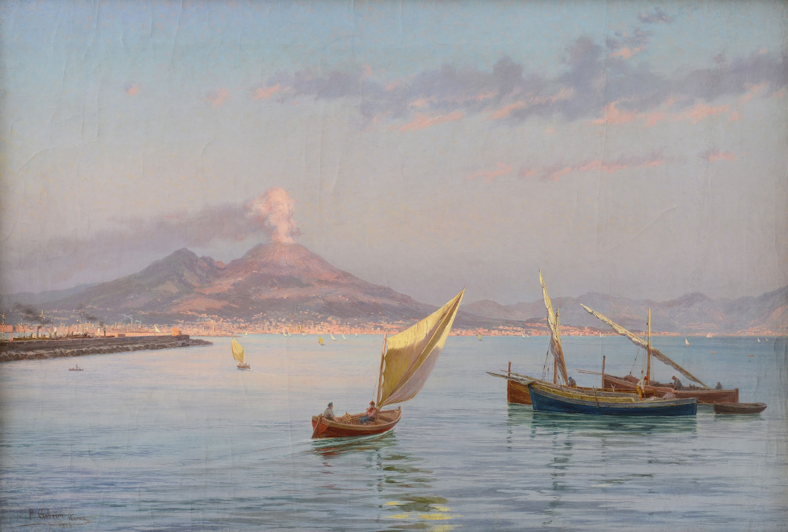 Pietro Gabrini | Veduta del Golfo di Napoli con Vesuvio (1918) | MutualArt