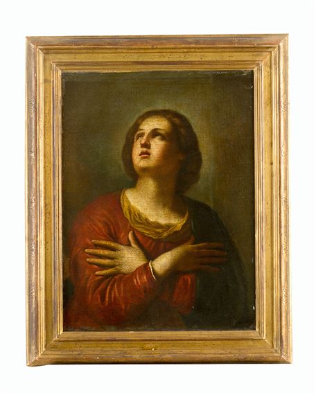 Il Guercino | Female portrait with crossed hands, looking upwards ...
