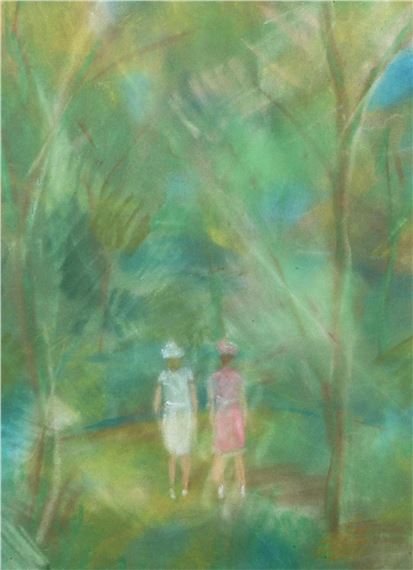 Jean Georges Simon | Women Walking Between Trees | MutualArt