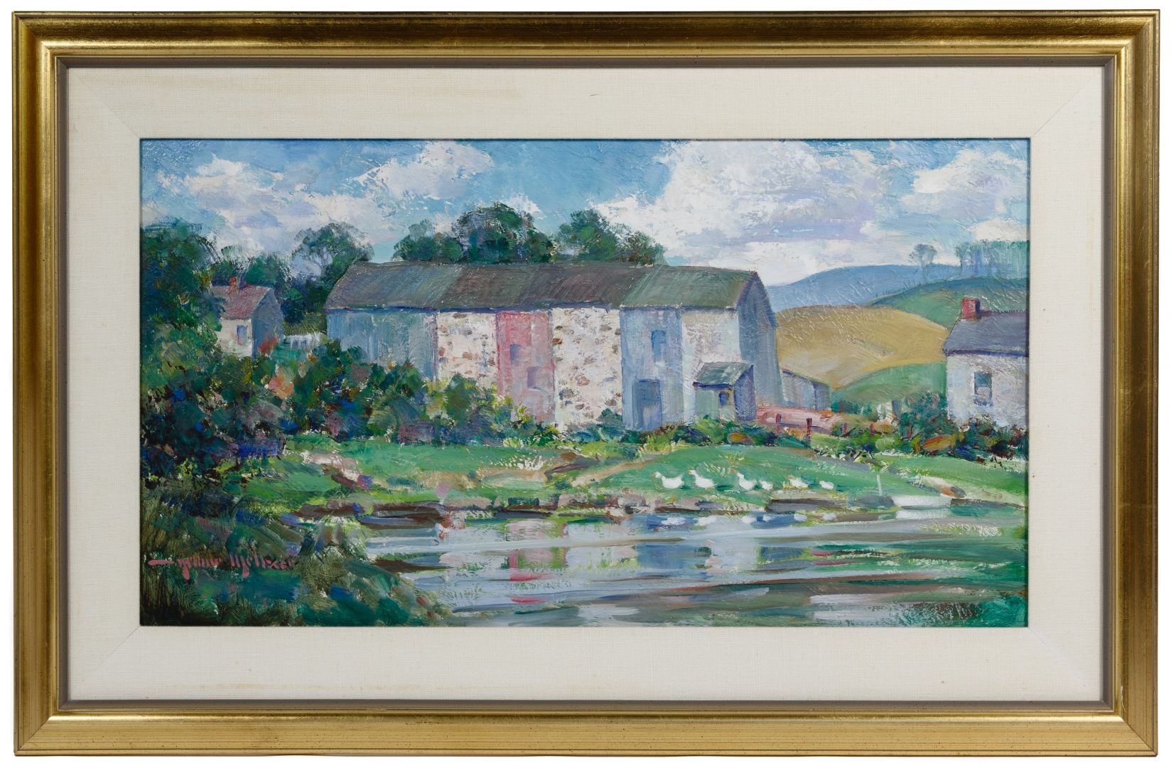 Arthur Meltzer | country landscape with barns and fields | MutualArt