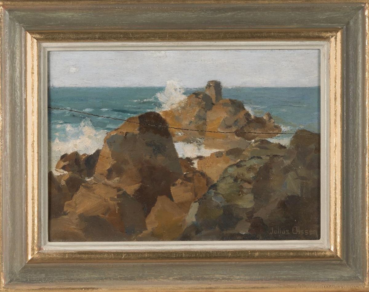 Julius Olsson | Sea crashing against the rocks | MutualArt