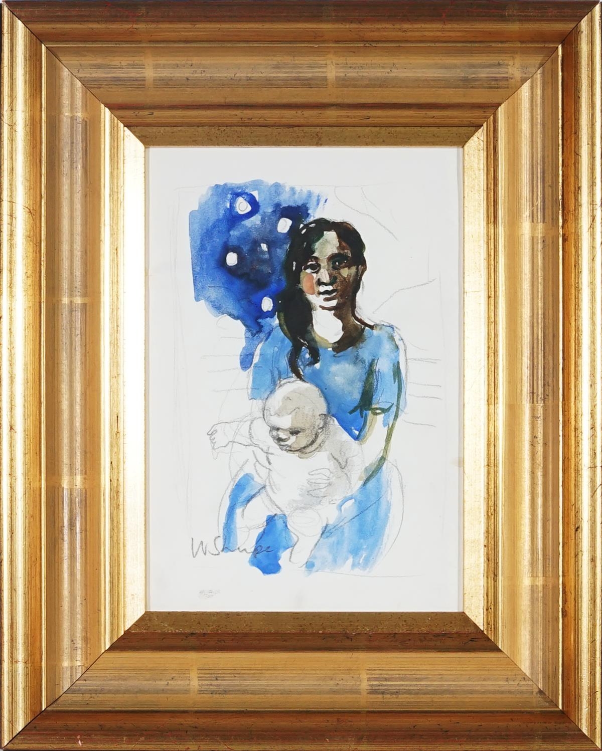 Wendy Sharpe | Portrait Of Mother & Child Sitting | MutualArt