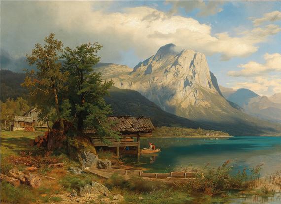 August Wilhelm Leu | A View of Lake Grundlsee with Backenstein | MutualArt