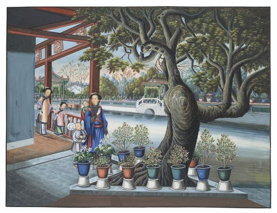 Tingqua | Six scenes taken in Canton: Lamqua's studio; Howqua's garden ...