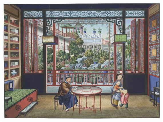 Tingqua | Six scenes taken in Canton: Lamqua's studio; Howqua's garden ...