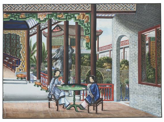 Tingqua | Six scenes taken in Canton: Lamqua's studio; Howqua's garden ...