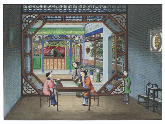 Tingqua | Six scenes taken in Canton: Lamqua's studio; Howqua's garden ...