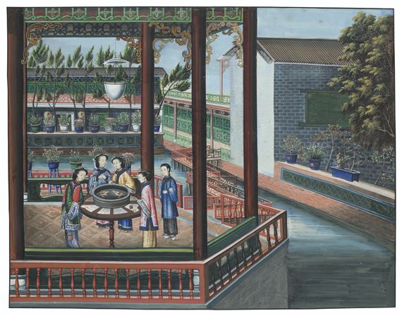 Tingqua | Six scenes taken in Canton: Lamqua's studio; Howqua's garden ...