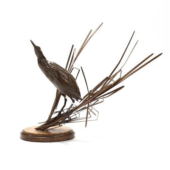 Chester Comstock | Life Size Heron Fishing in Reeds (1978) | MutualArt