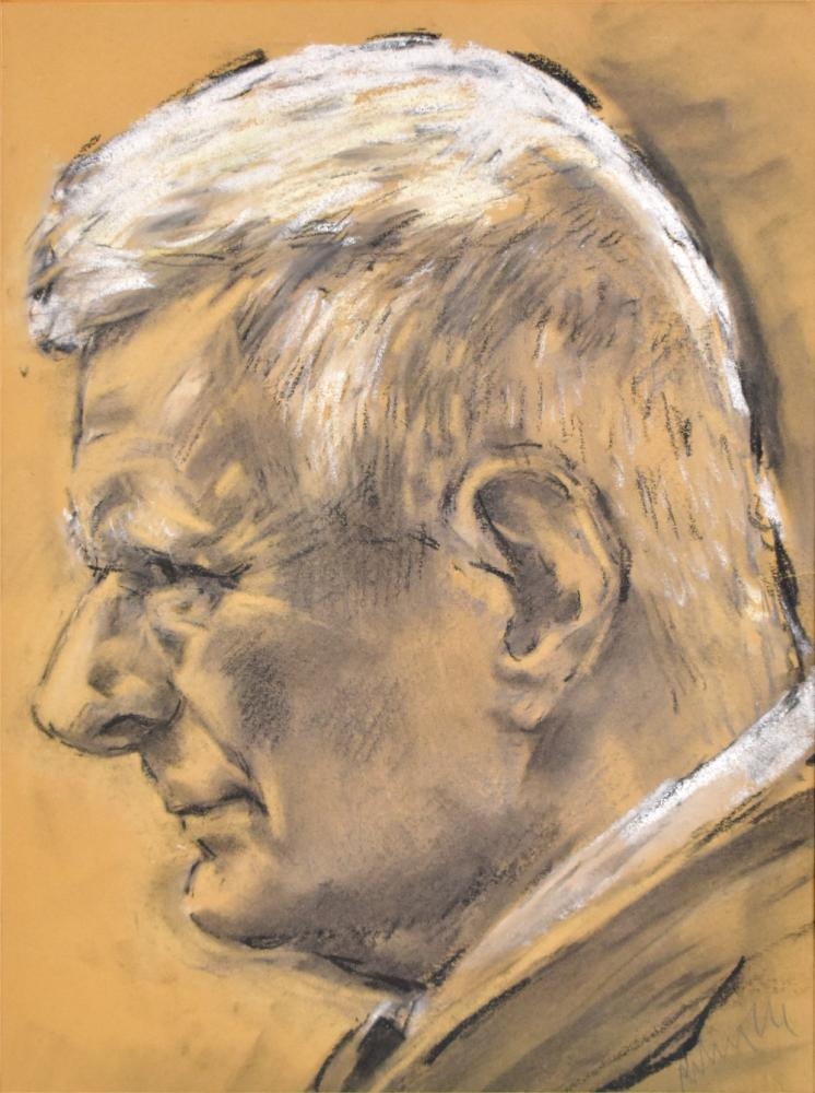 Harold Riley | portrait of Laurence Stephen Lowry (1968) | MutualArt