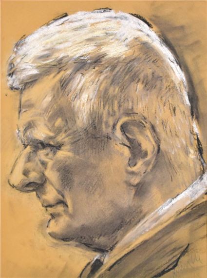 Harold Riley | portrait of Laurence Stephen Lowry (1968) | MutualArt