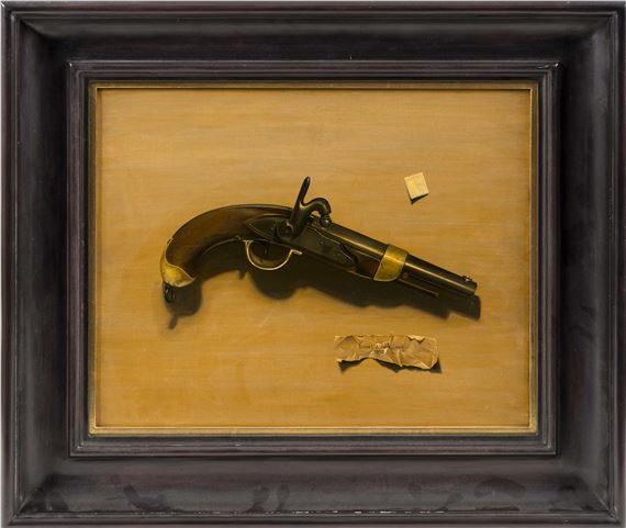 Ernest Albert Land | Trompe l'oeil of a pistol and a stamp. (1952 ...