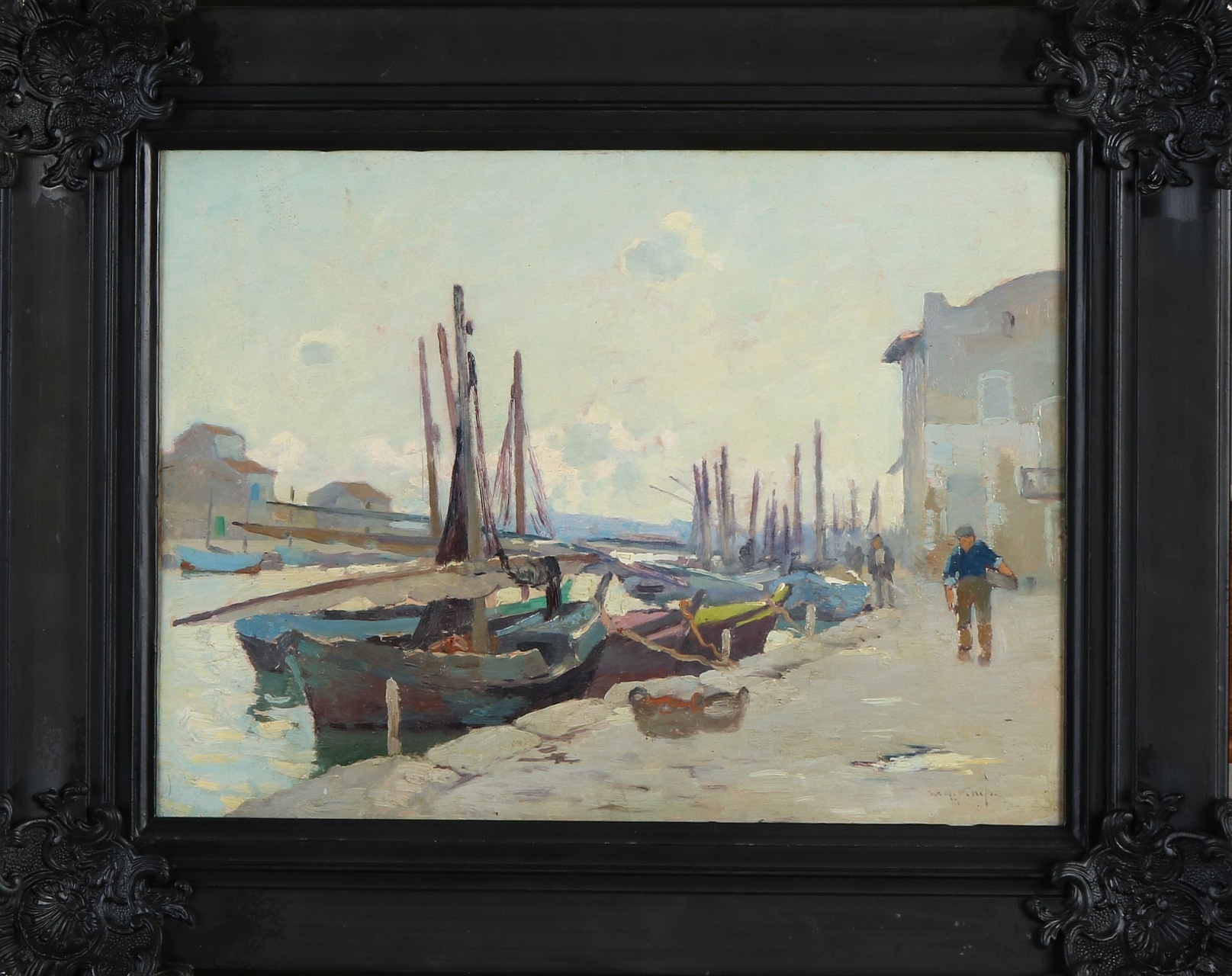 Willem Alexander Knip | Havengezicht met figuren | MutualArt