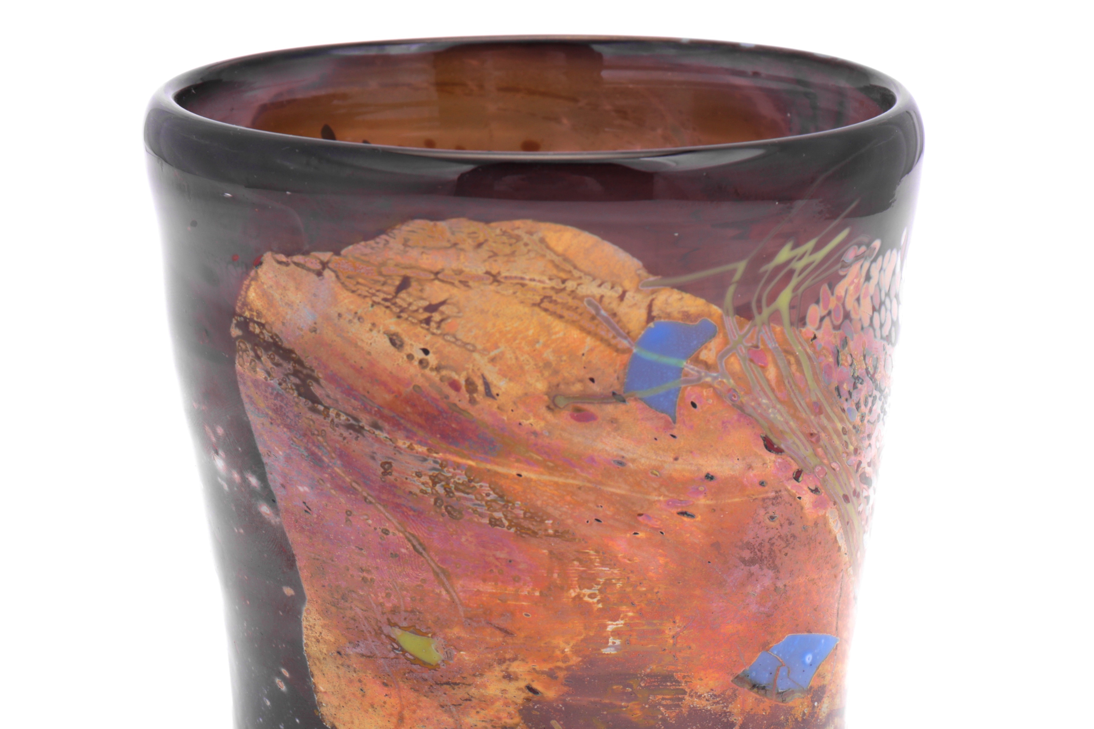 Sam Herman | a Sam Herman studio glass vase, of flattened cylindrical ...