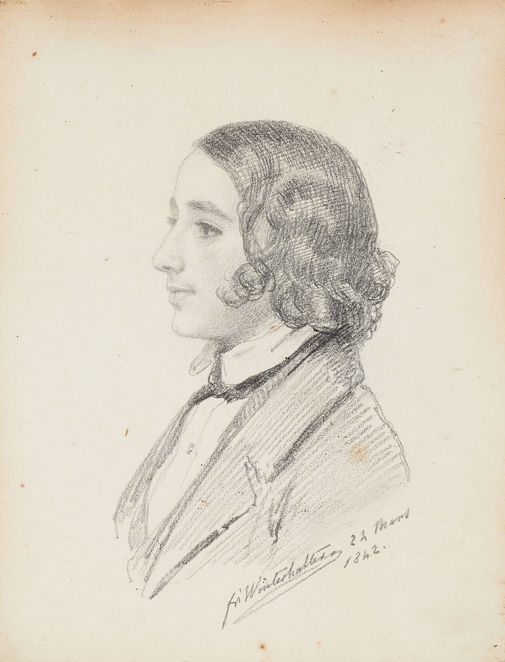 Hermann Winterhalter | Portrait of Comtesse Faubert in Profile Portrait ...