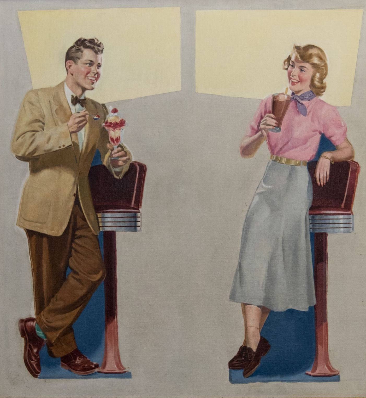 Albert W. Hampson | Couple Enjoying Ice Creams (1950) | MutualArt