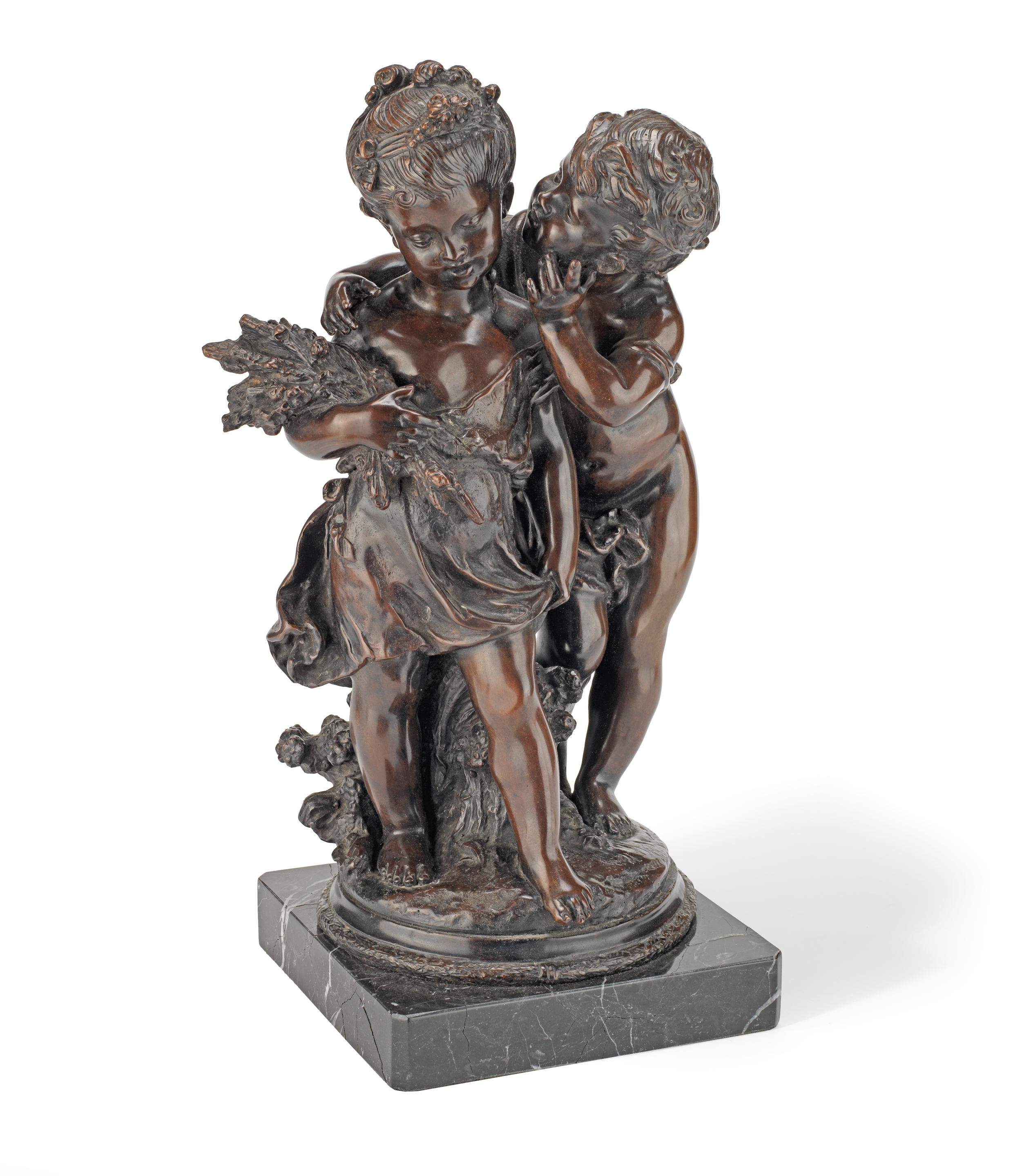 Auguste Moreau | A patinated bronze figure group of two putti | MutualArt