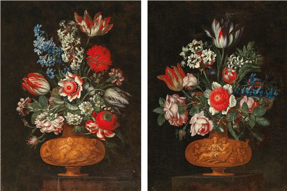Bartolomeo Ligozzi | Flowers in sculpted vases | MutualArt