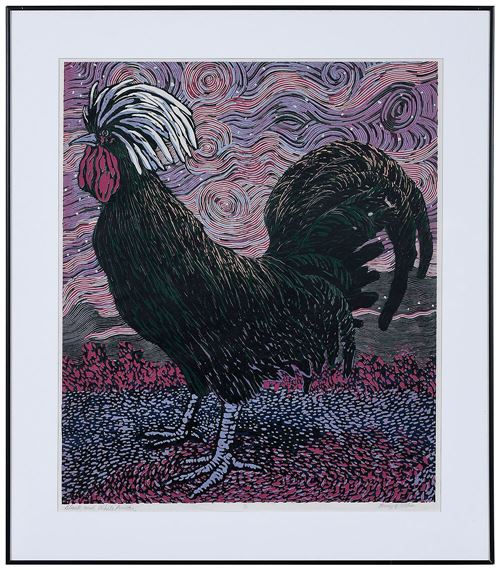 Barry E. Wilson | Black and White Rooster | MutualArt