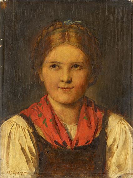 Franz von Defregger | Portrait of a Tyrolean Girl. | MutualArt