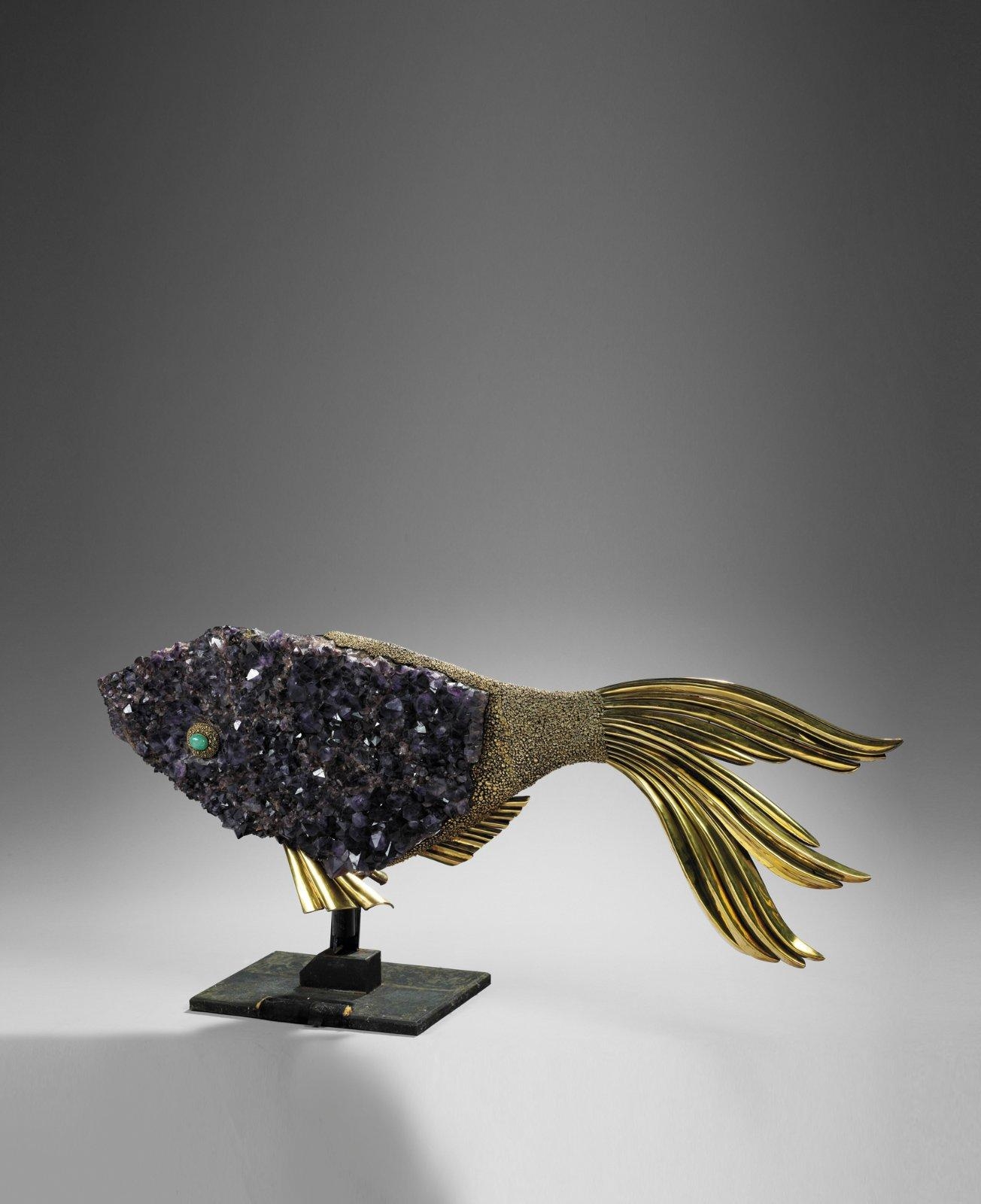 Georges Braque | Sculpture poisson composée de 50 kg d'améthyste ...