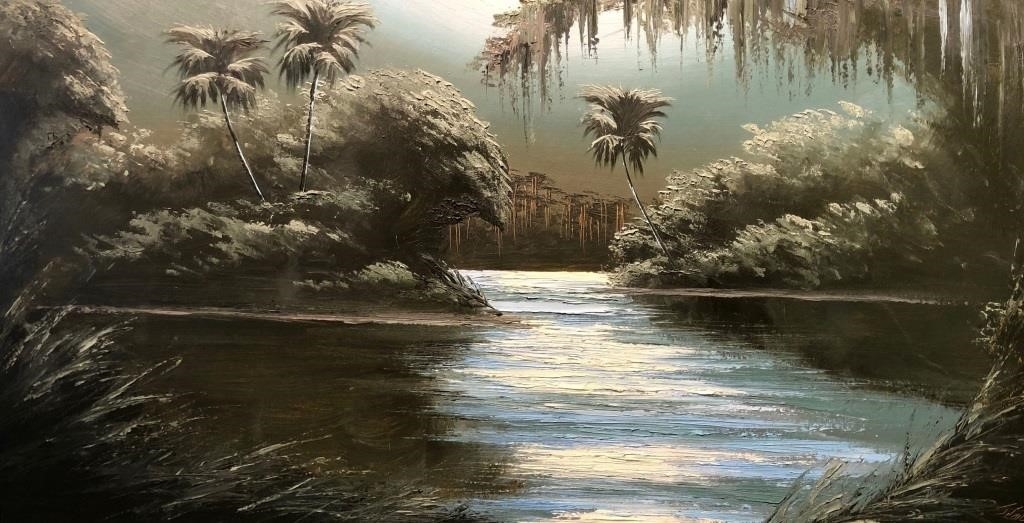 James Gibson | Moonlight gleams on the rippling waters | MutualArt