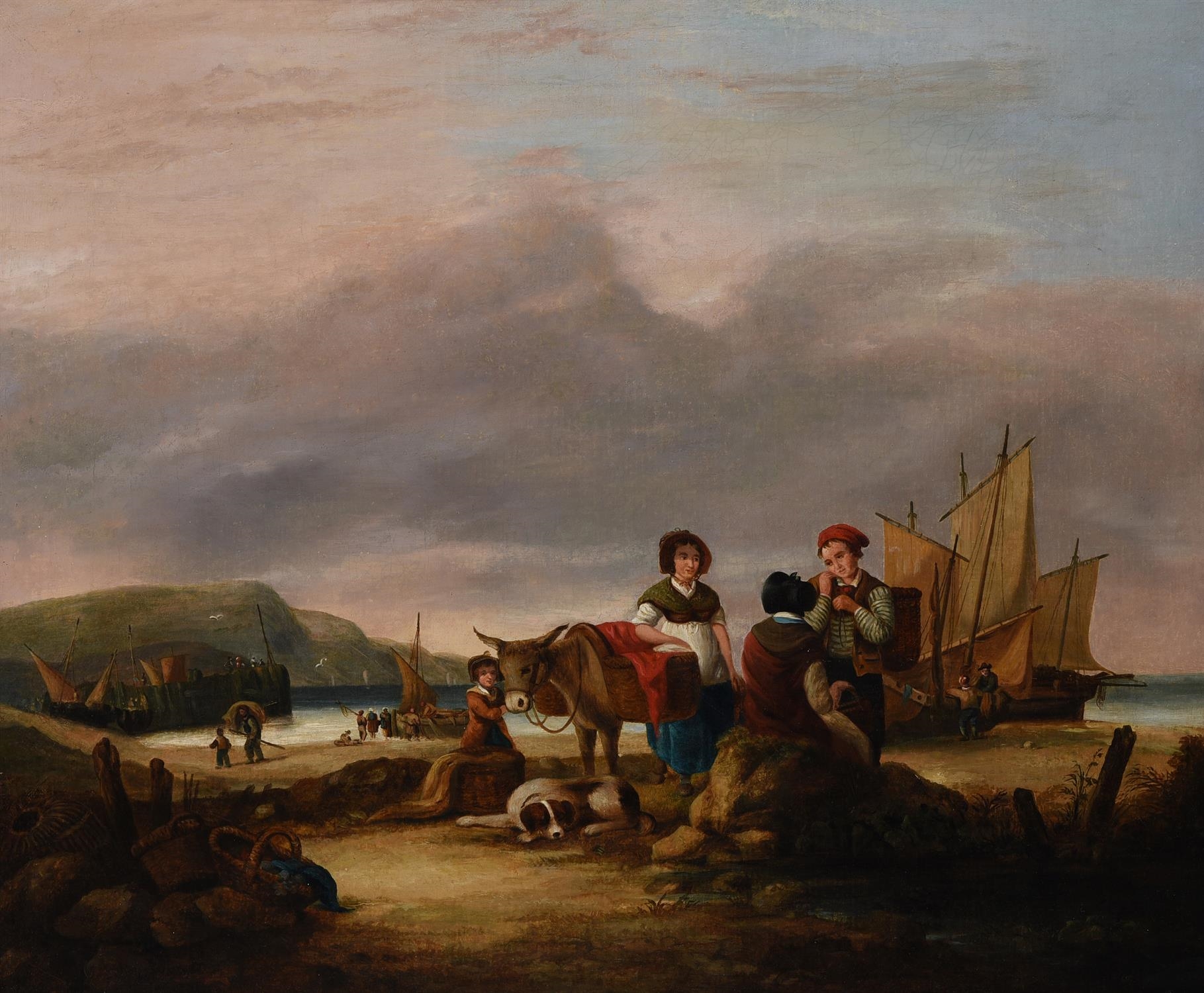 William Shayer Sr. | Figures and donkey by the shore | MutualArt