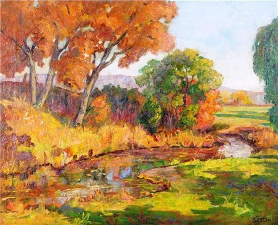 Frederick Lester Sexton | transitional autumn scene with reflection in ...