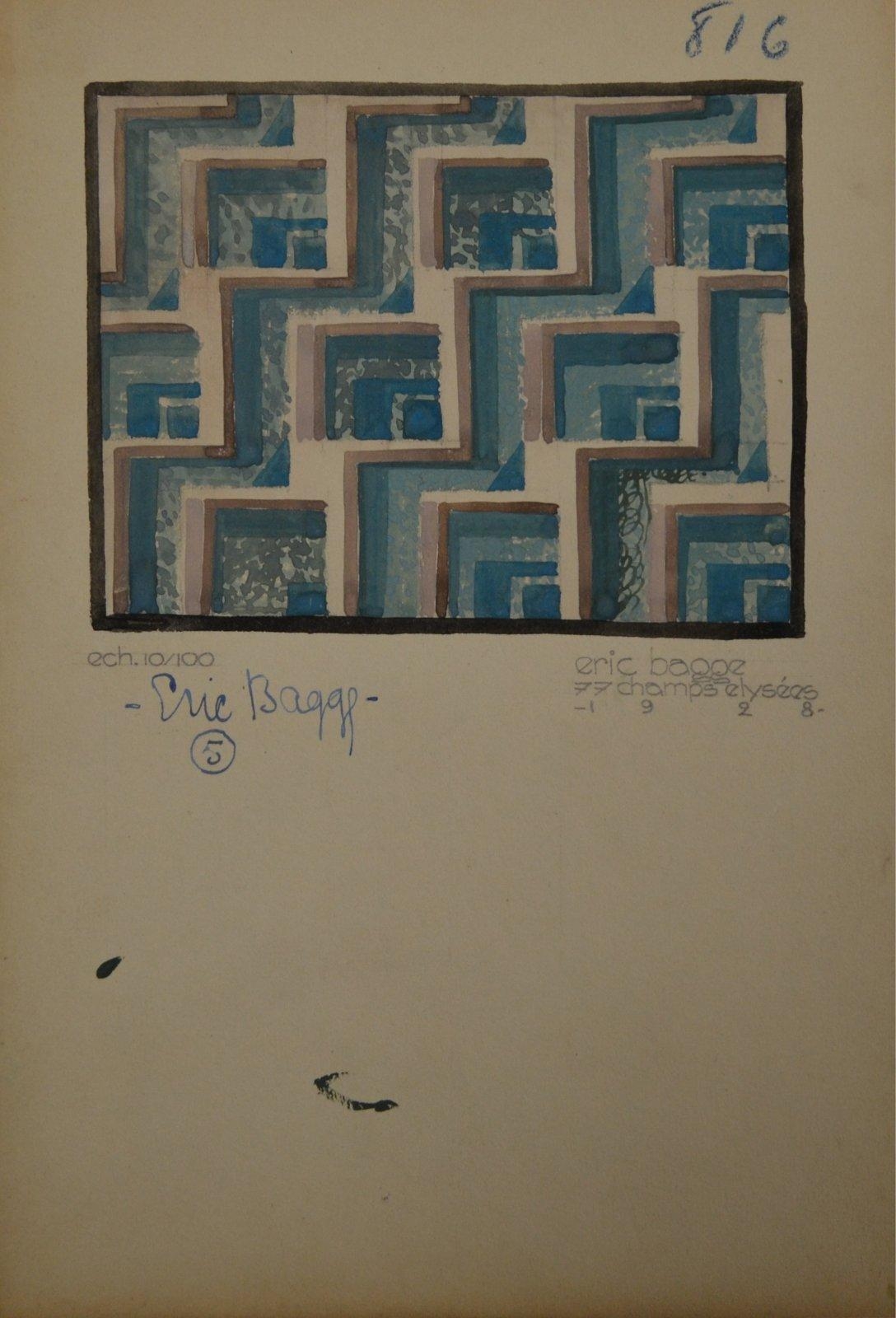 Eric Bagge | Projet de tissu à motifs géométriques turquoise et gris ...