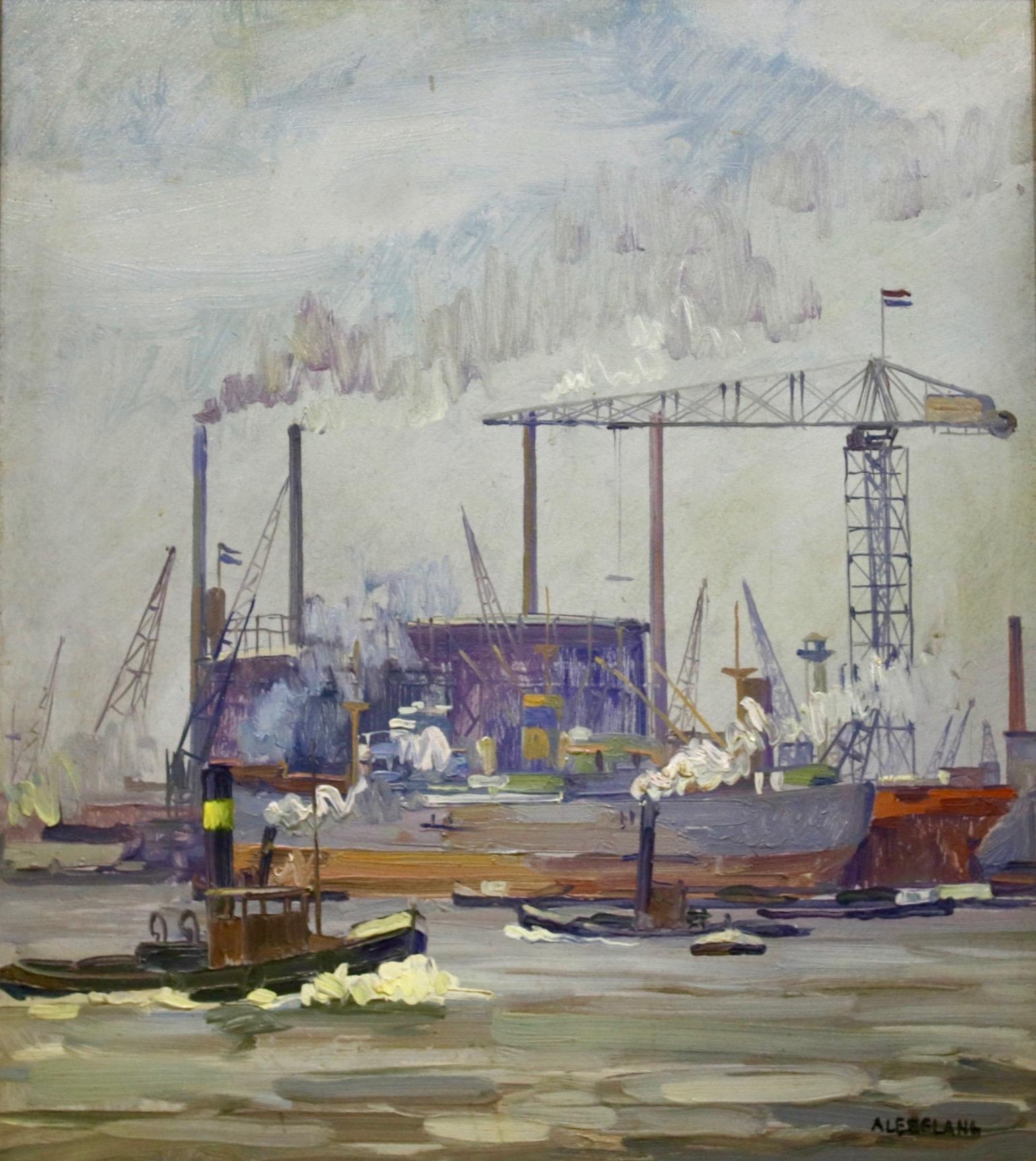 Arie Leeflang | Schepen op de boeien in de Waalhaven Westzijde | MutualArt