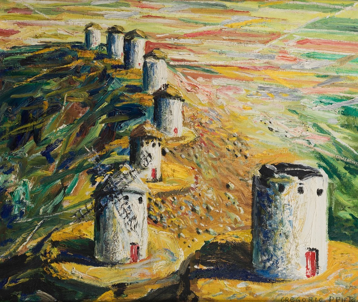 Gregorio Prieto | Paisaje con molinos | MutualArt