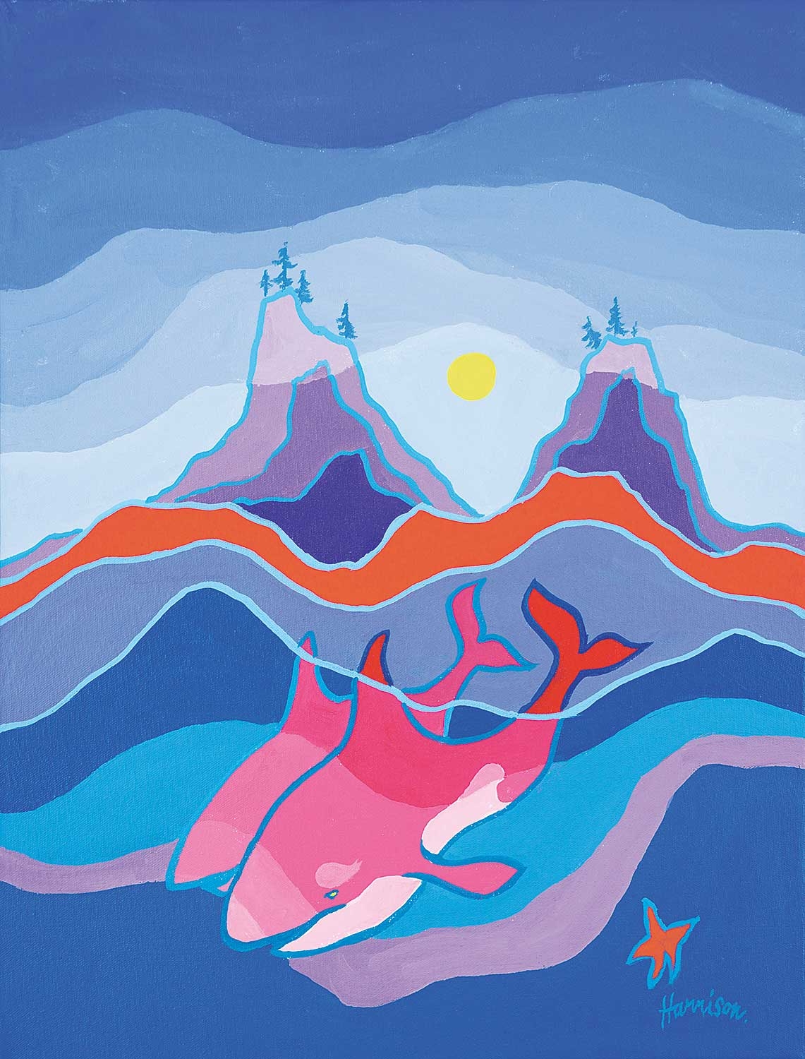 Ted Harrison | Diving Duo (1996) | MutualArt