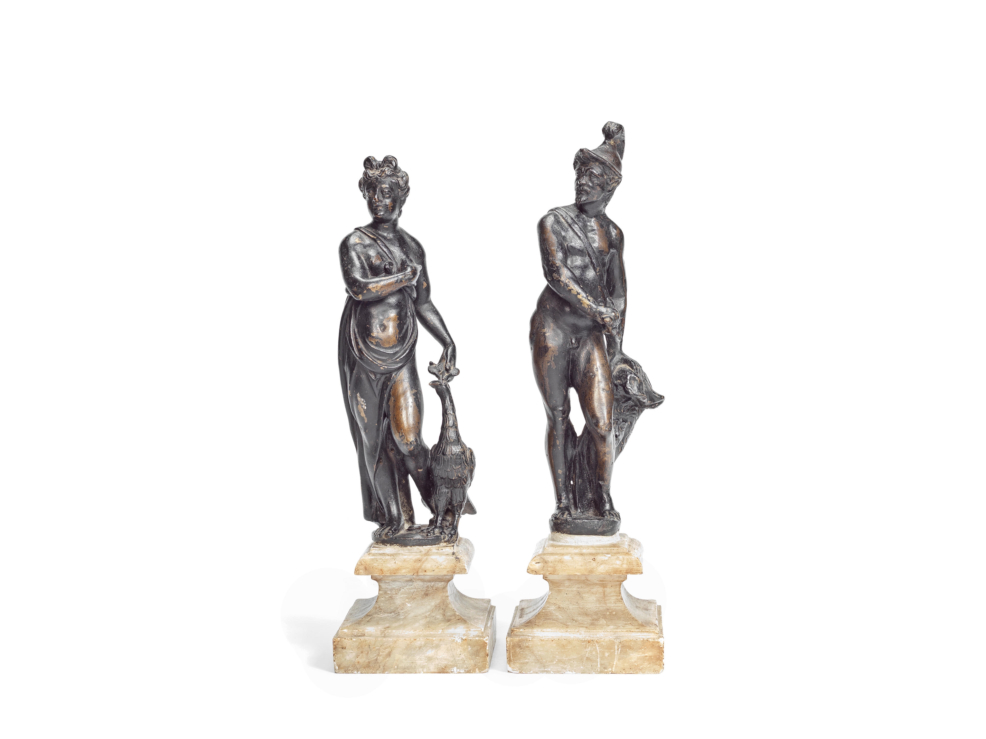 Tiziano Aspetti | A matched pair of 17th century loaded bronze andiron ...