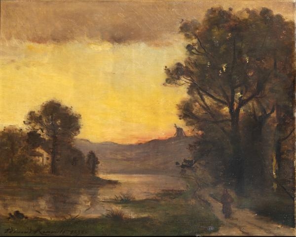 Charles Edmond Renault | Animated riverside at sunset | MutualArt