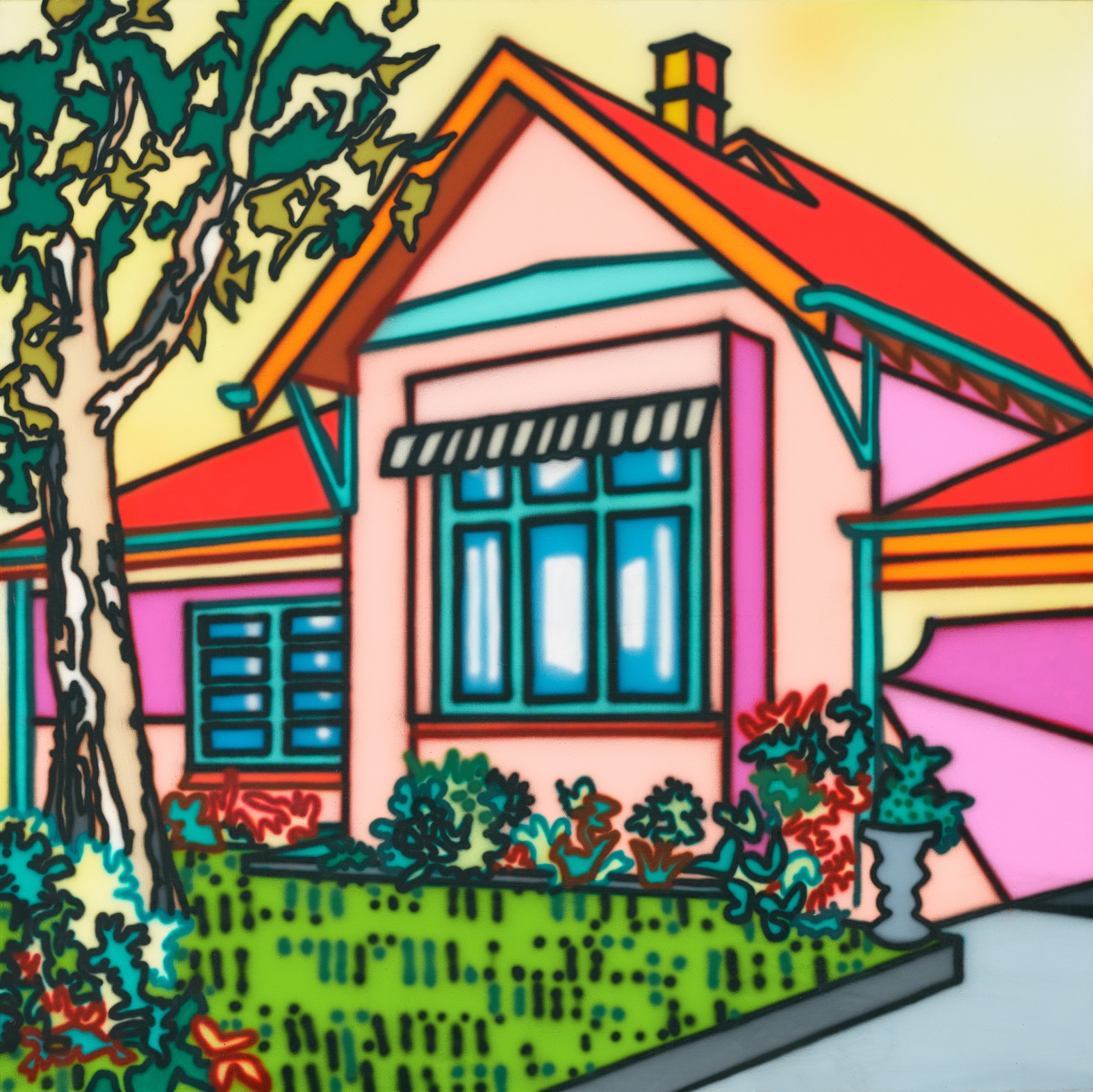 Howard Arkley | EASTERN SUBURBS PINK HOME (1991) | MutualArt