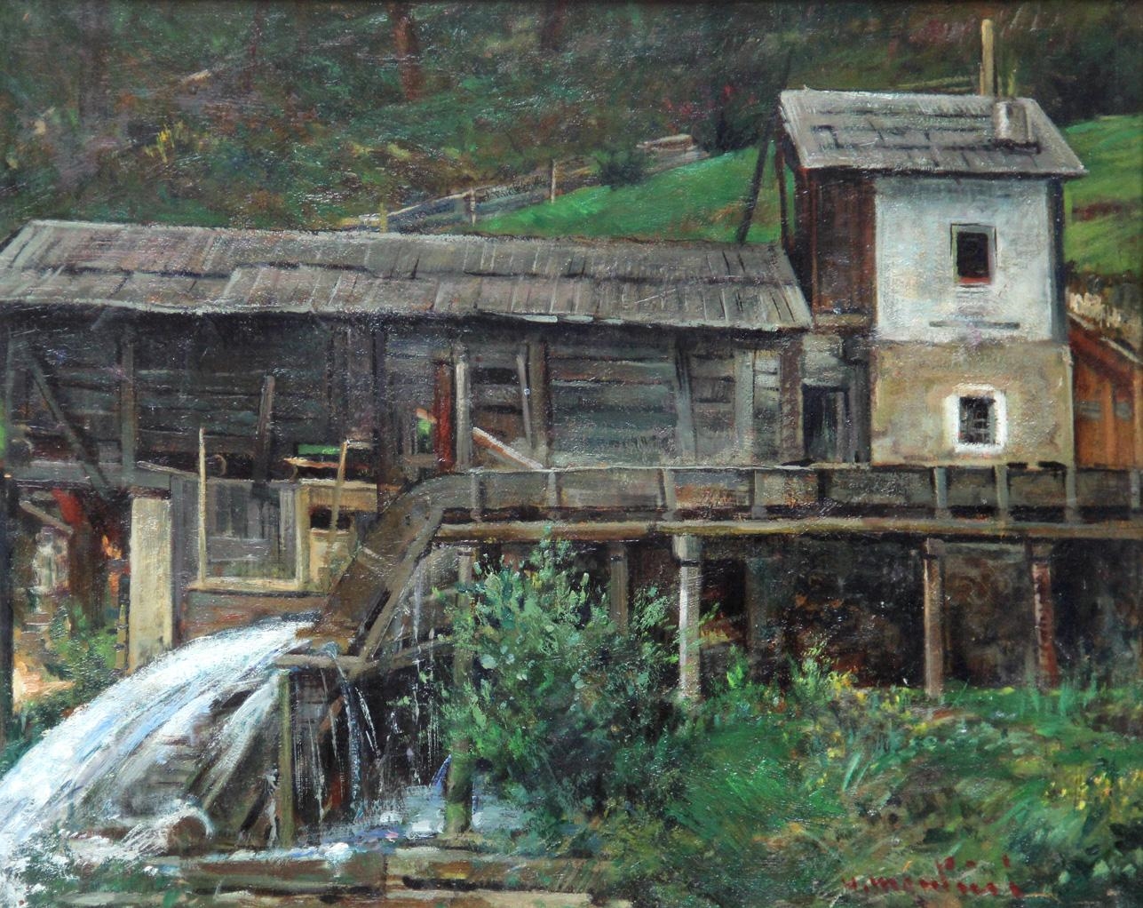 Umberto Montini | Segheria a Cogolo - Trentino - Estate (1946) | MutualArt