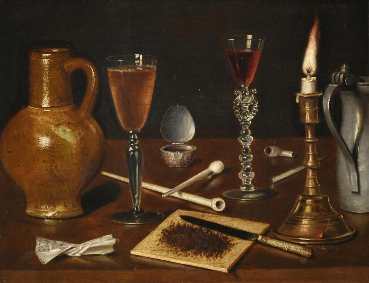 Clara Peeters | Vanitas still life with burning candle, a clay pipe ...