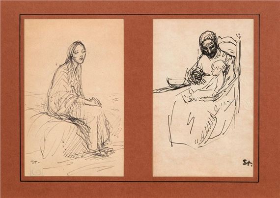 Théophile Alexandre Steinlen | Two works: Seated woman ; Woman and ...