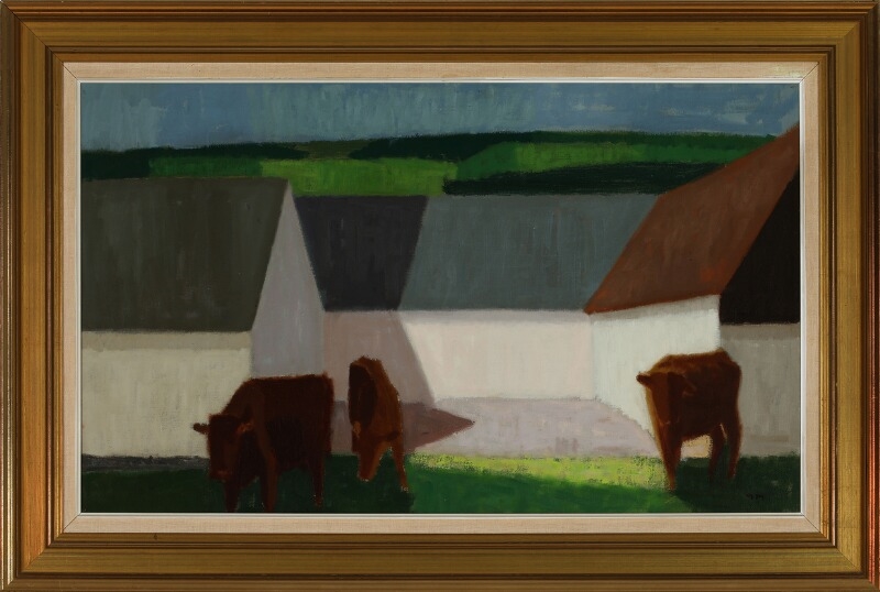 Axel Munch | View of cows and farmhouse | MutualArt