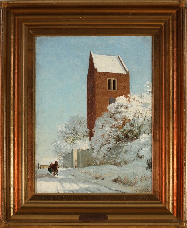 Karl Harald Alfred Broge | A winter day with a horse-drawn sleigh ...
