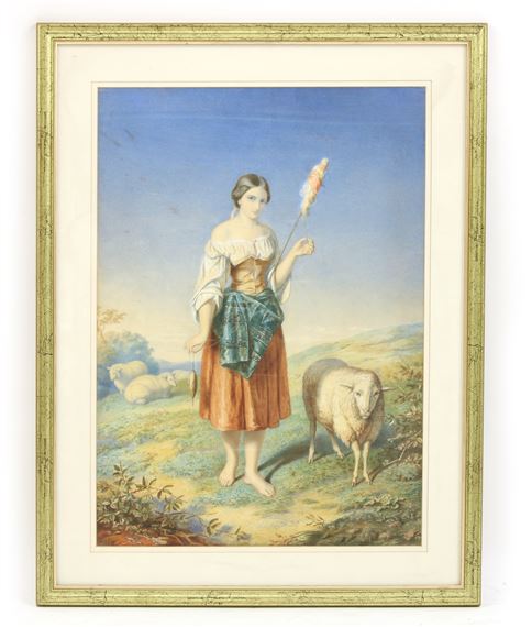 Jules Bouvier | A young shepherdess (1854) | MutualArt
