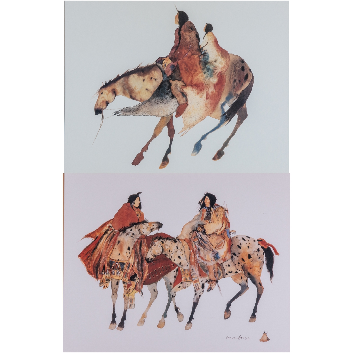 Carol Grigg | Two Works: Native Americans on Horseback | MutualArt