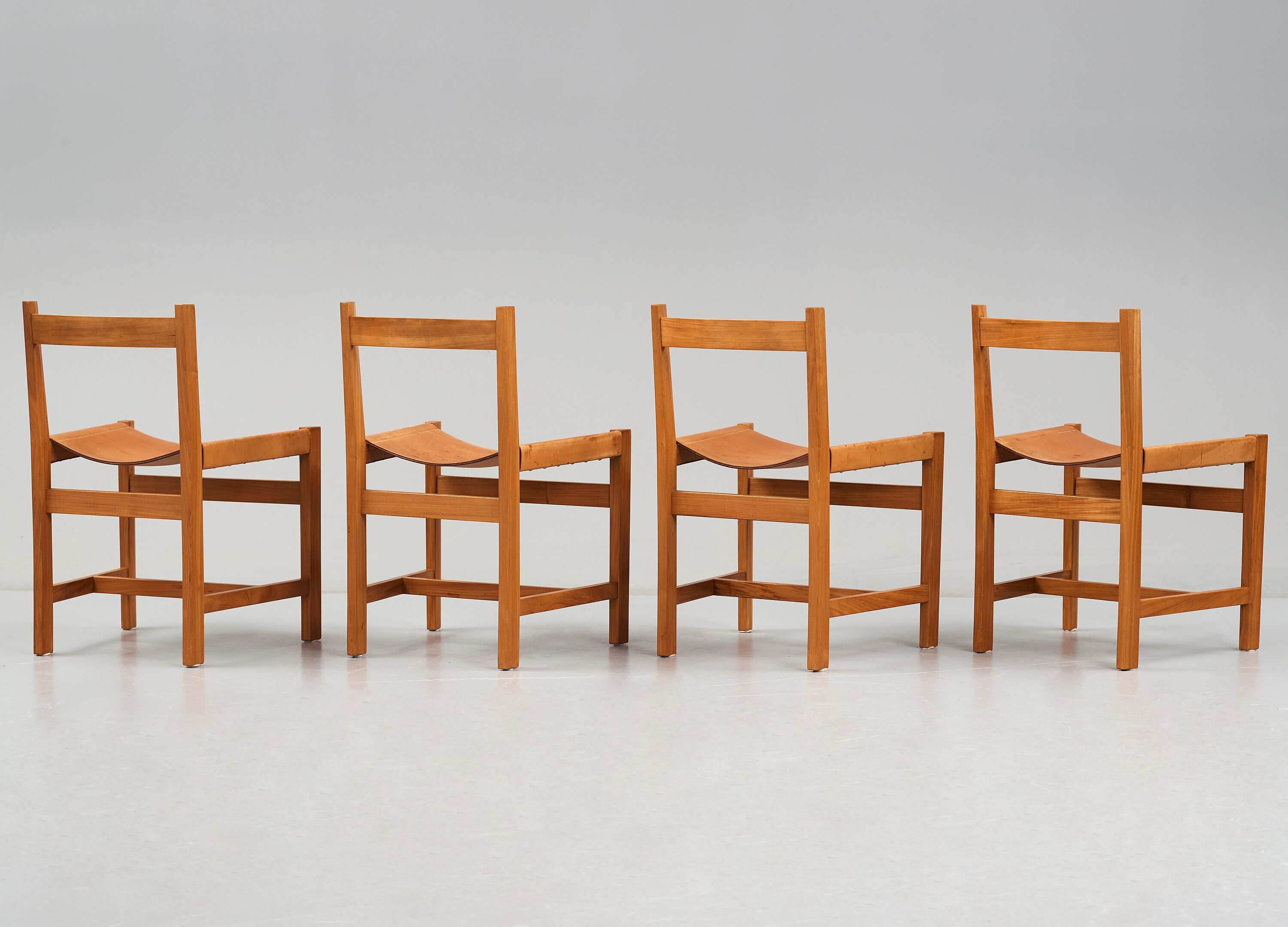 John Kandell | a set of 4 and natural leather chairs (1955) | MutualArt