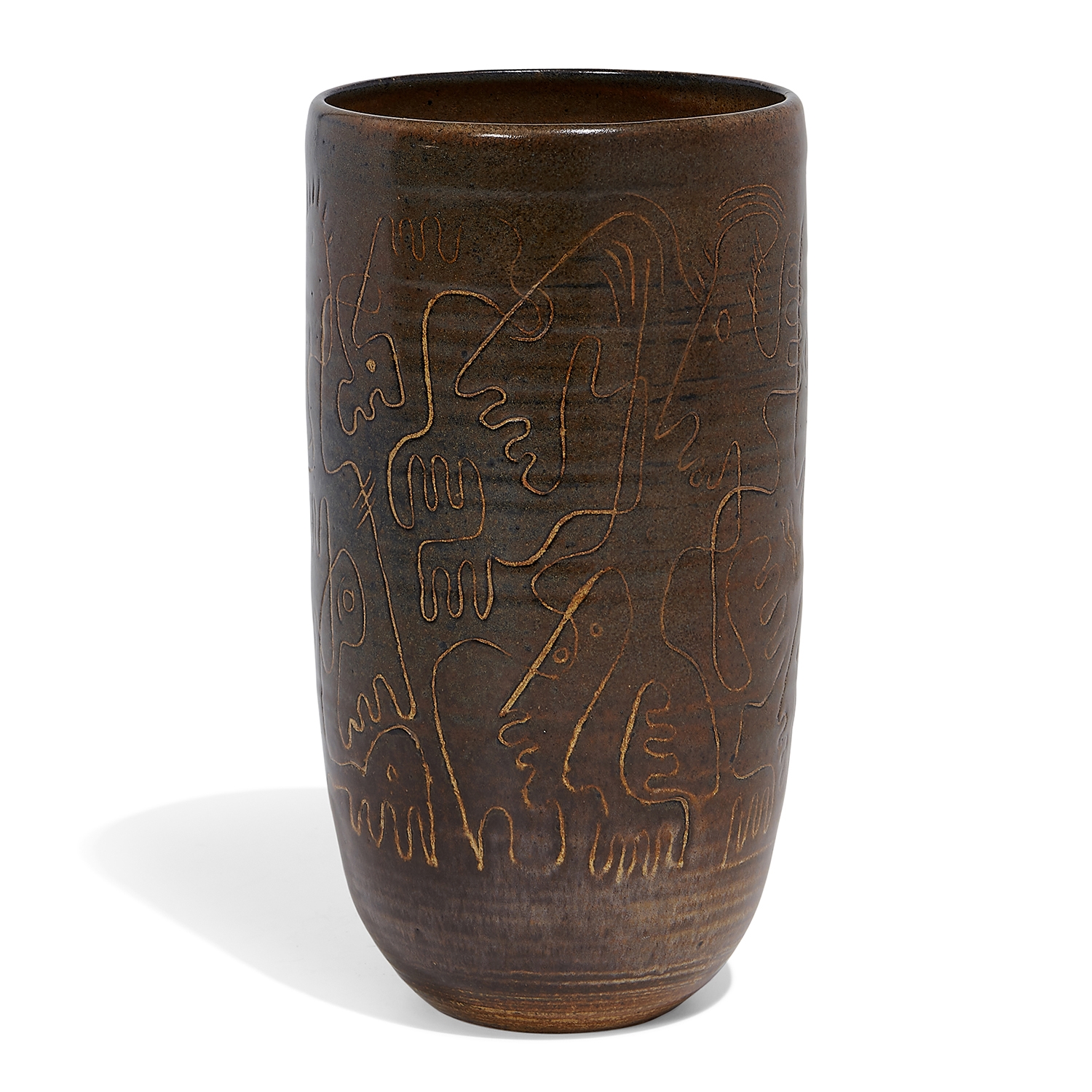 Edwin & Mary Scheier | vase decorated with abstract figures | MutualArt