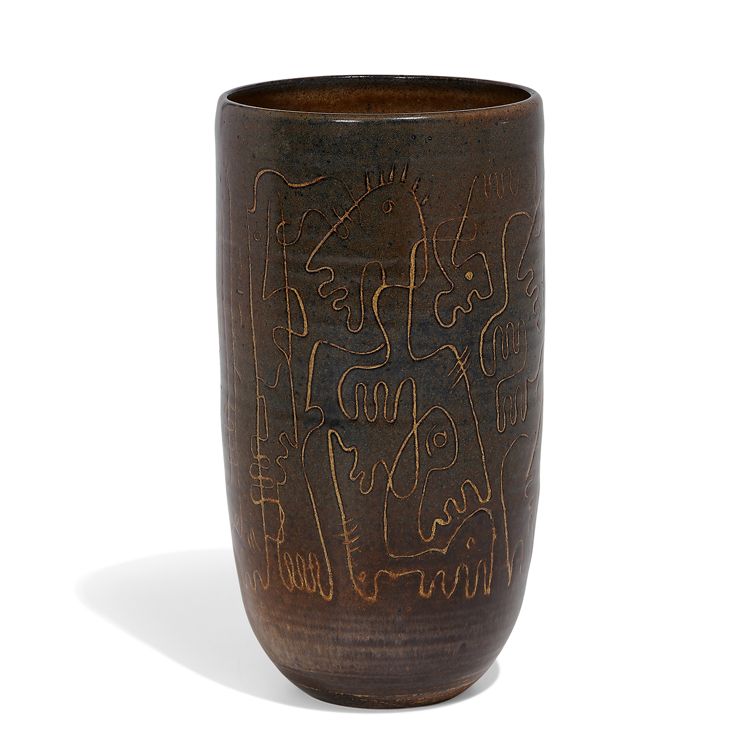 Edwin & Mary Scheier | vase decorated with abstract figures | MutualArt