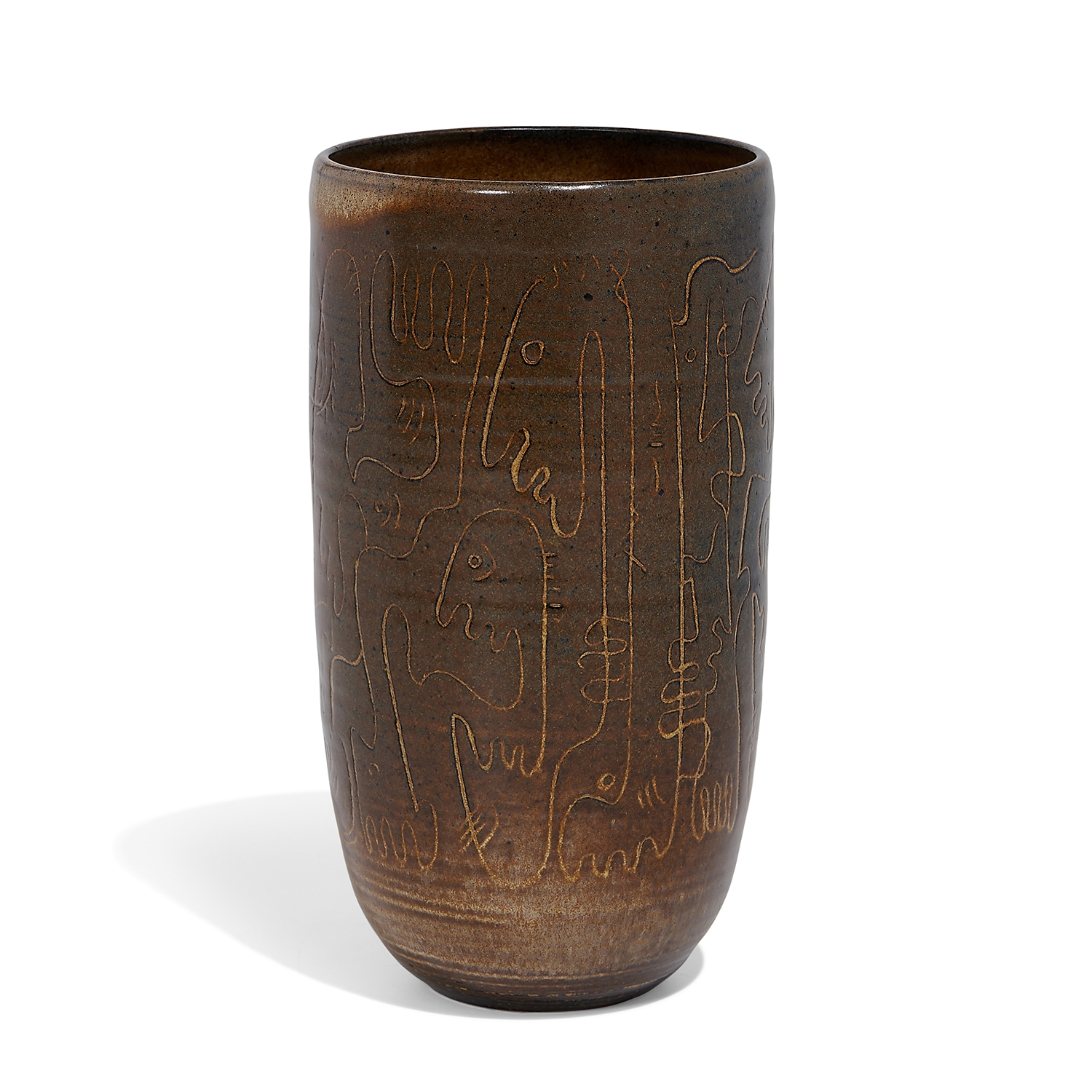 Edwin & Mary Scheier | vase decorated with abstract figures | MutualArt