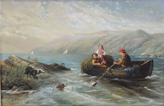 Edward L. Custer | Hounds on the Shore (1861) | MutualArt