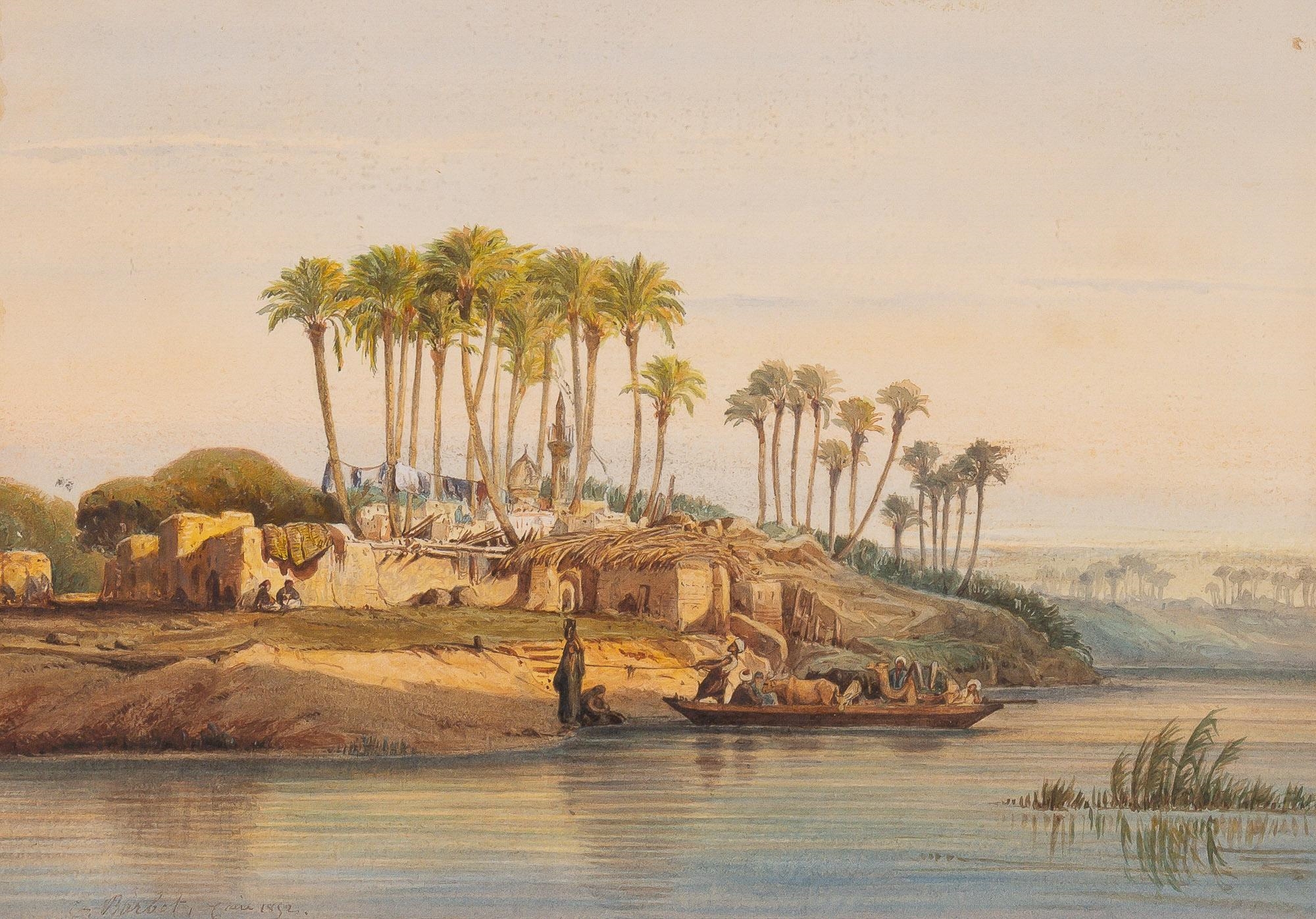 E. Barbot | Nile River Scene (1852) | MutualArt