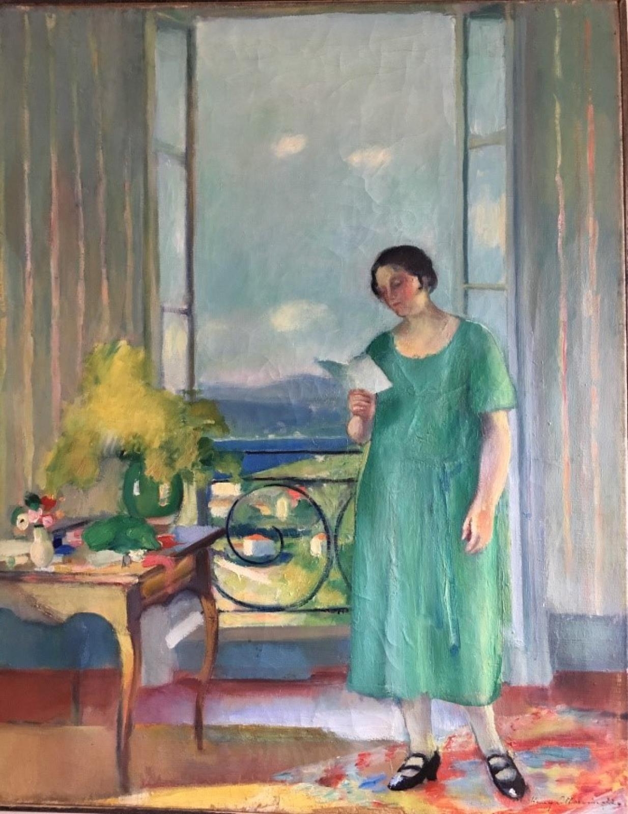 Henri Ottmann | Woman reading a letter in an interior (1922) | MutualArt