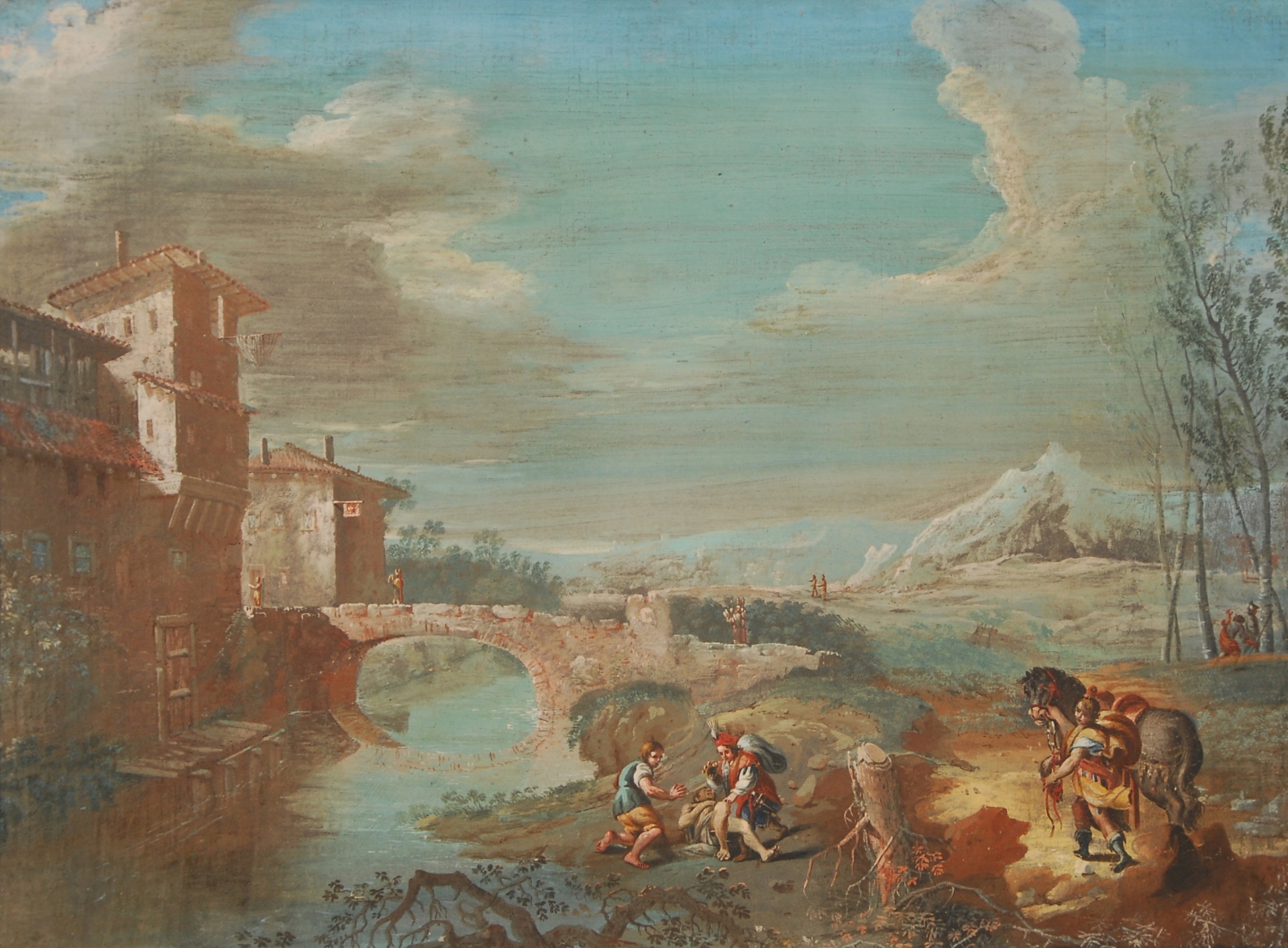 Giovanni Battista Cimaroli | Entrée de ville avec personnages sur le ...